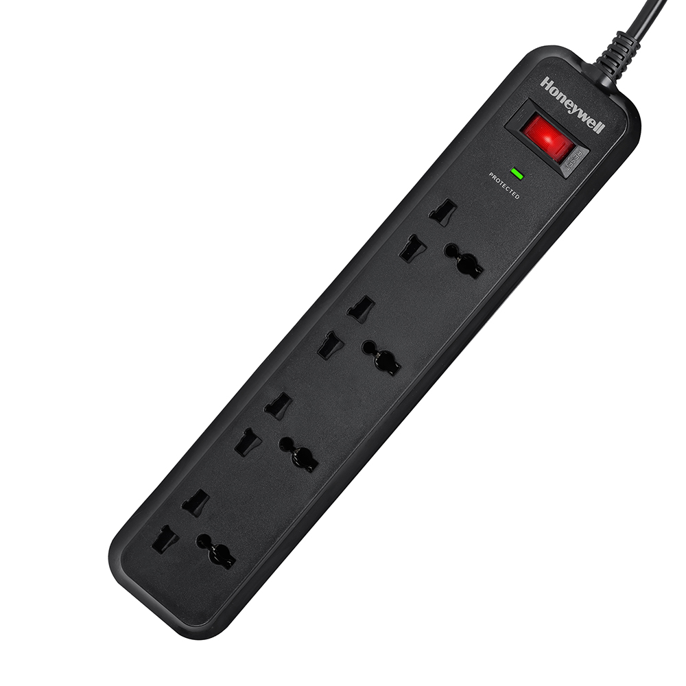 Honeywell 4 out Surge Protector with Master Switch | Black